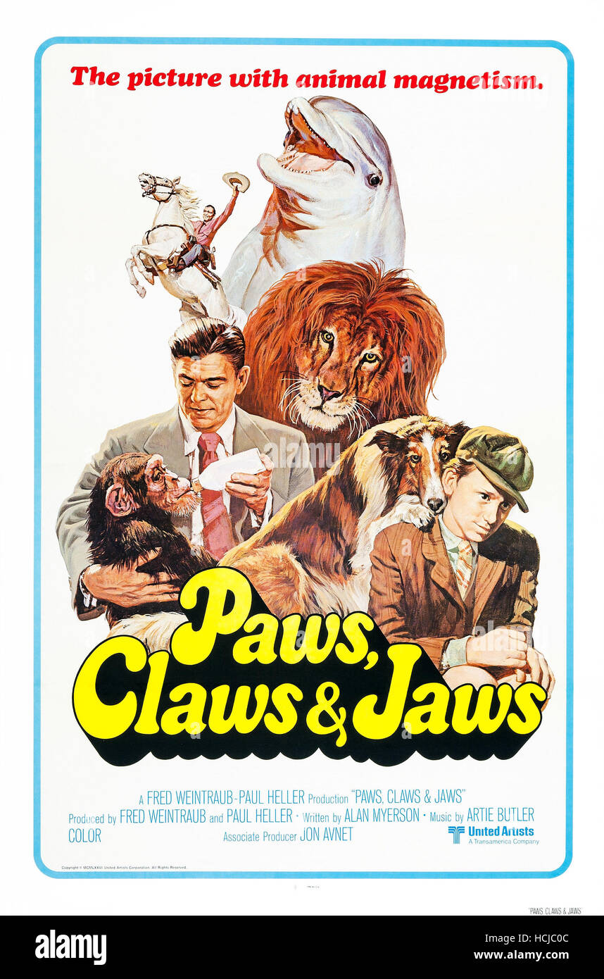 PAWS, CLAWS & JAWS, (aka IT'S SHOWTIME), poster art, clockwise from top ...