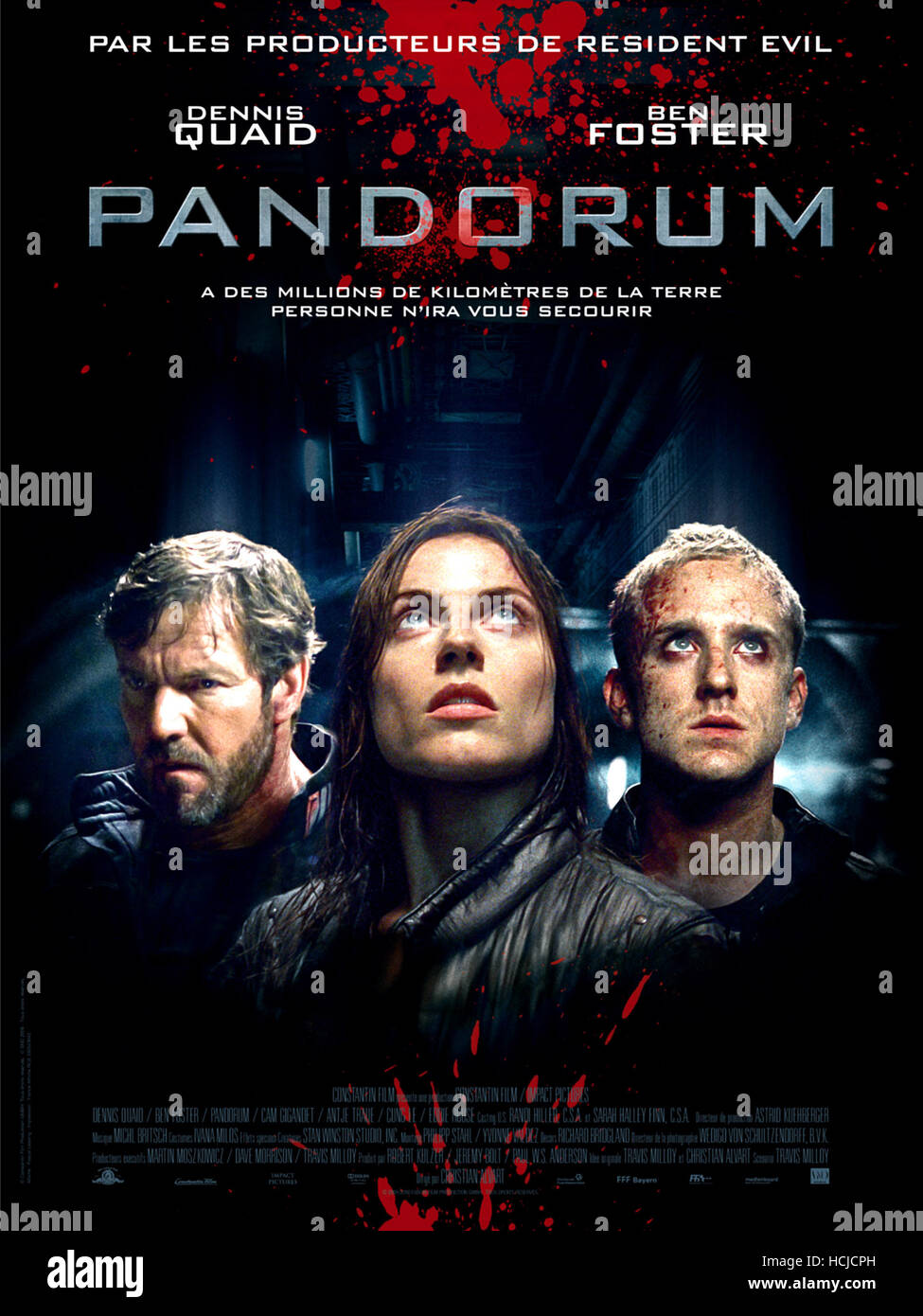 PANDORUM, French poster art, from left: Dennis Quaid, Antje Traue, Ben ...
