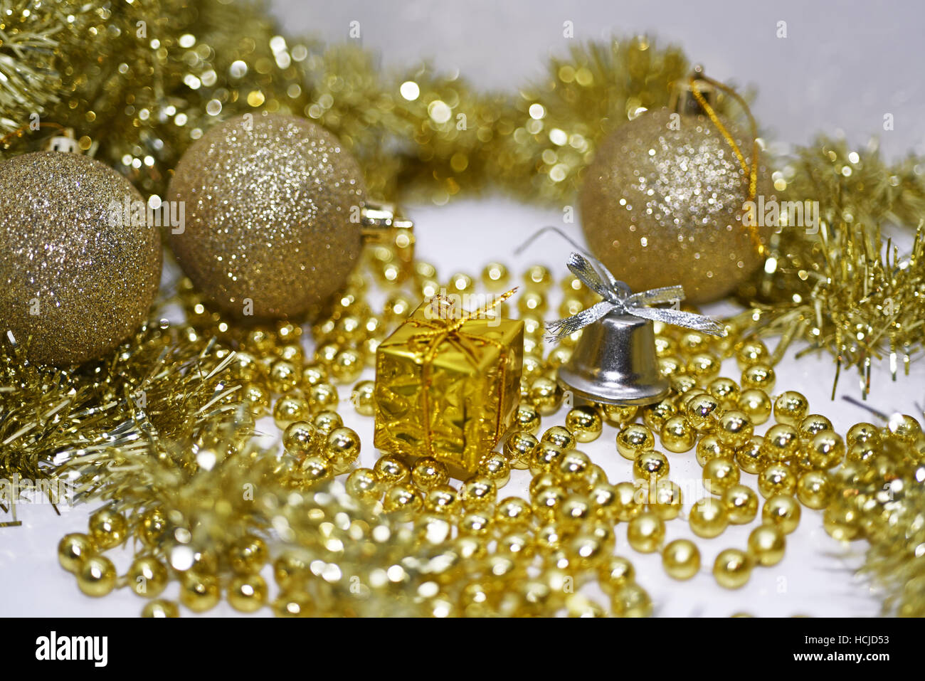 Golden Christmas decoration Stock Photo - Alamy