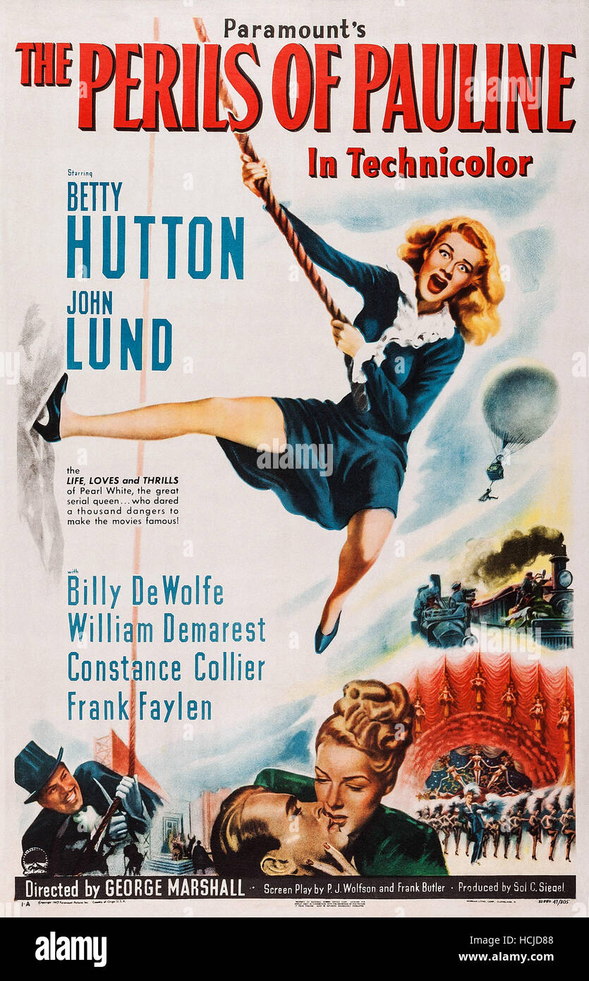 THE PERILS OF PAULINE, US poster, Betty Hutton (top), bottom from left ...