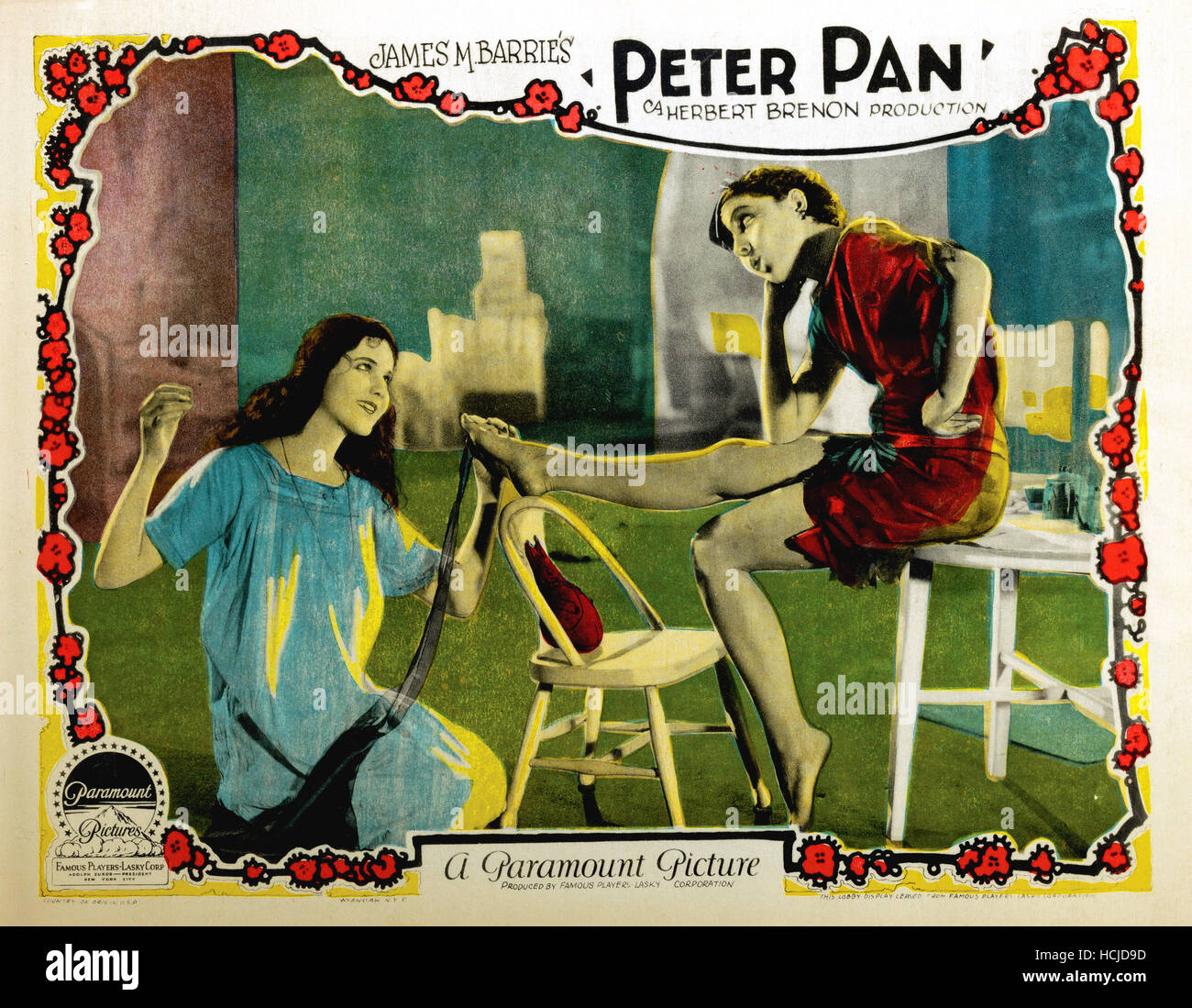 PETER PAN, lobbycard, from left: Mary Brian, Betty Bronson as Peter Pan ...