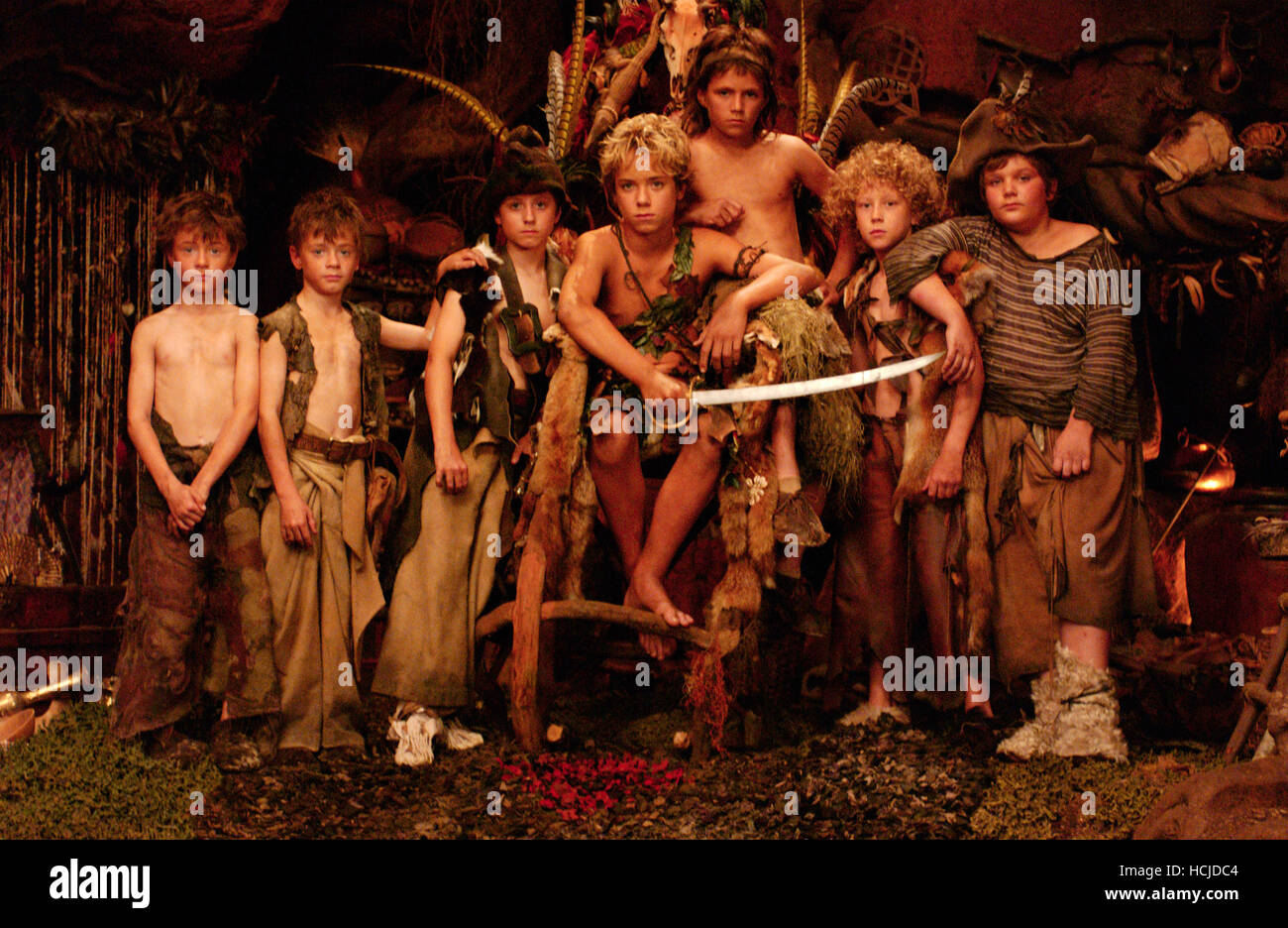 PETER PAN, Harry Eden (third left), Jeremy Sumpter (seated), George ...