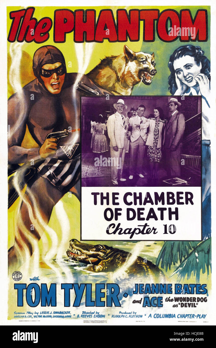 THE PHANTOM, US poster, Tom Tyler (left), Jeanne Bates (right), 1943 ...