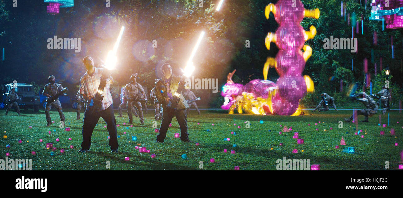 PIXELS, foreground, from left: Adam Sandler, Josh Gad, 2015. ©Columbia ...