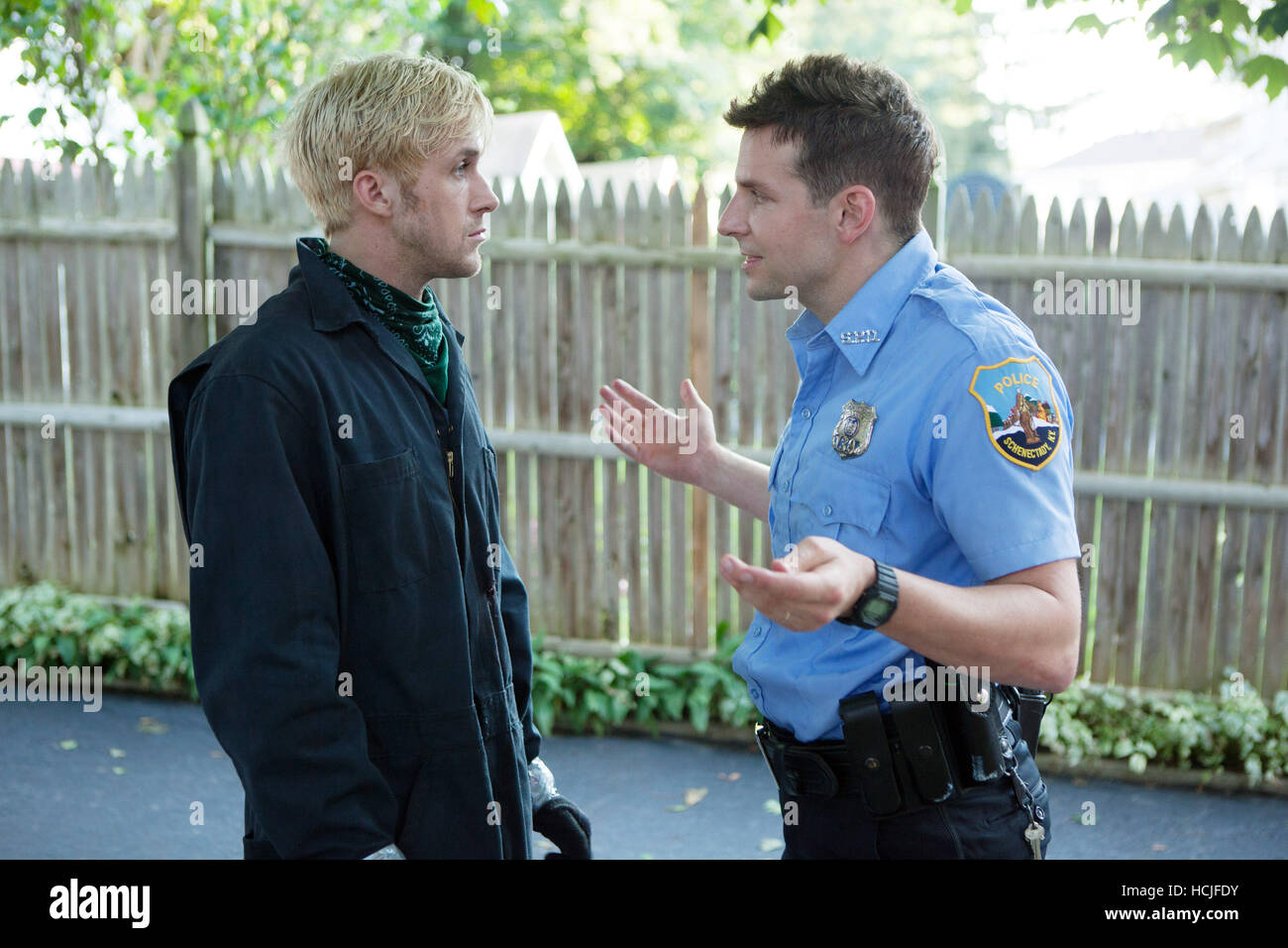 THE PLACE BEYOND THE PINES, from left: Ryan Gosling, Bradley Cooper ...