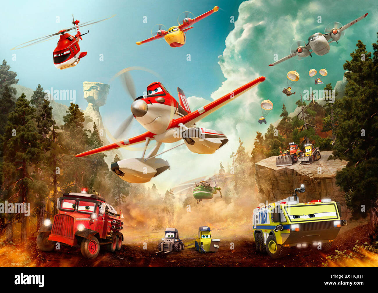 PLANES: FIRE & RESCUE, center: Dusty Crophopper; clockwise from top ...