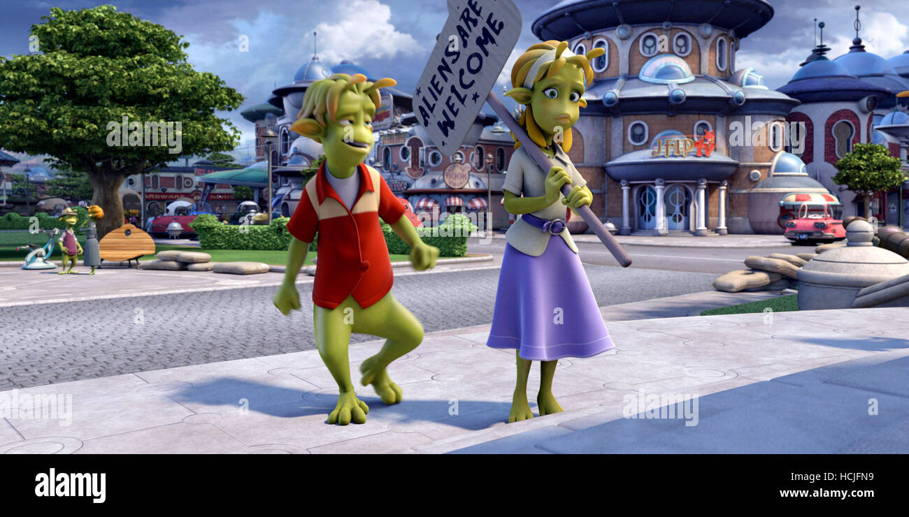 PLANET 51, from left: Lem (voice: Justin Long), Neera (voice: Jessica ...