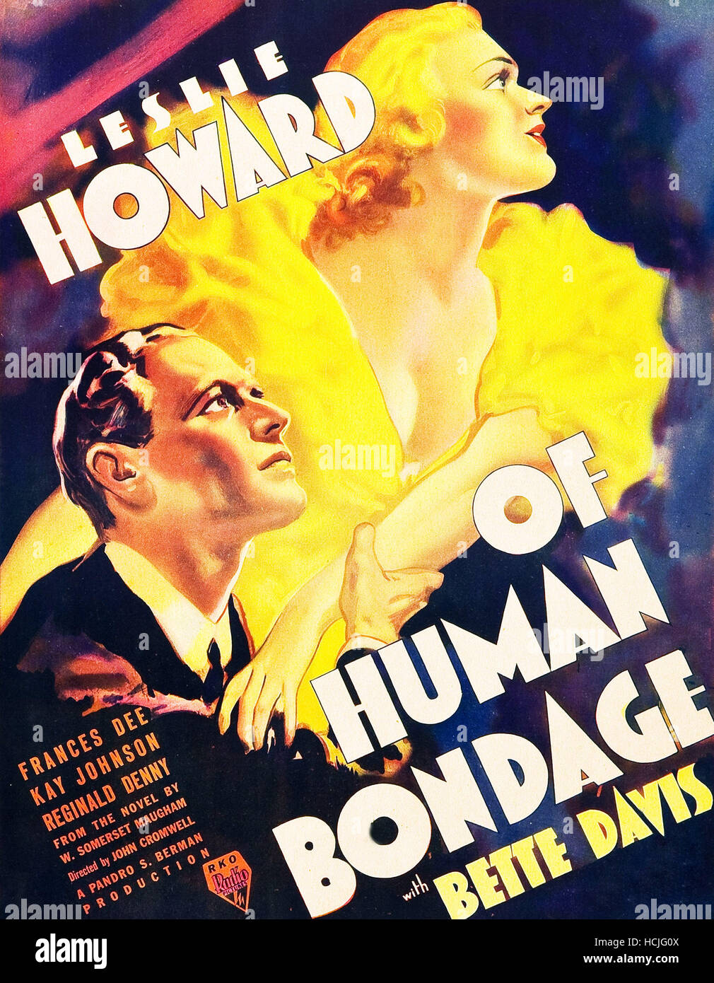 OF HUMAN BONDAGE, l-r: Leslie Howard, Bette Davis on window card, 1934 ...