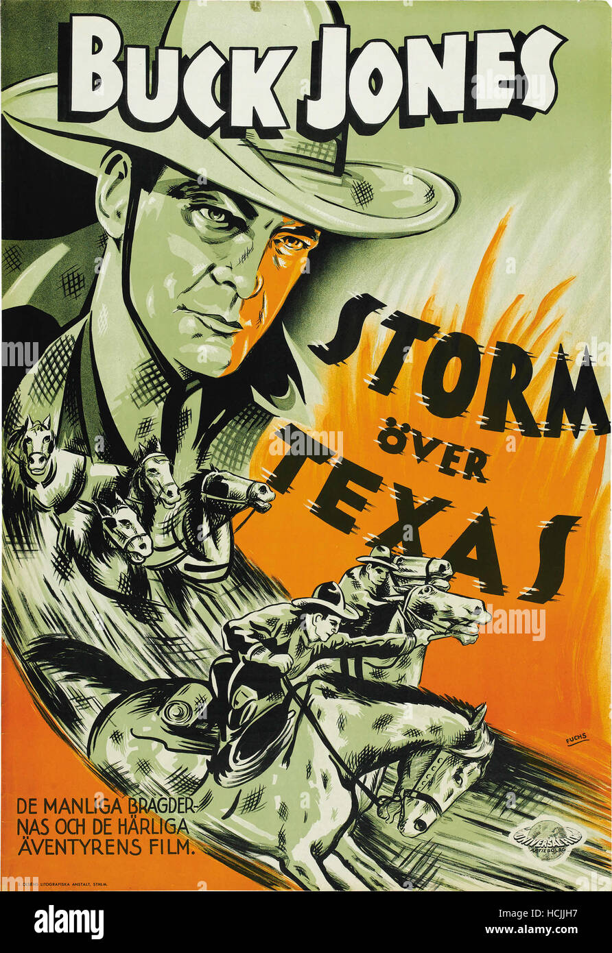 OUTLAWED GUNS, (aka STORM OVER TEXAS), Buck Jones on Swedish poster art ...