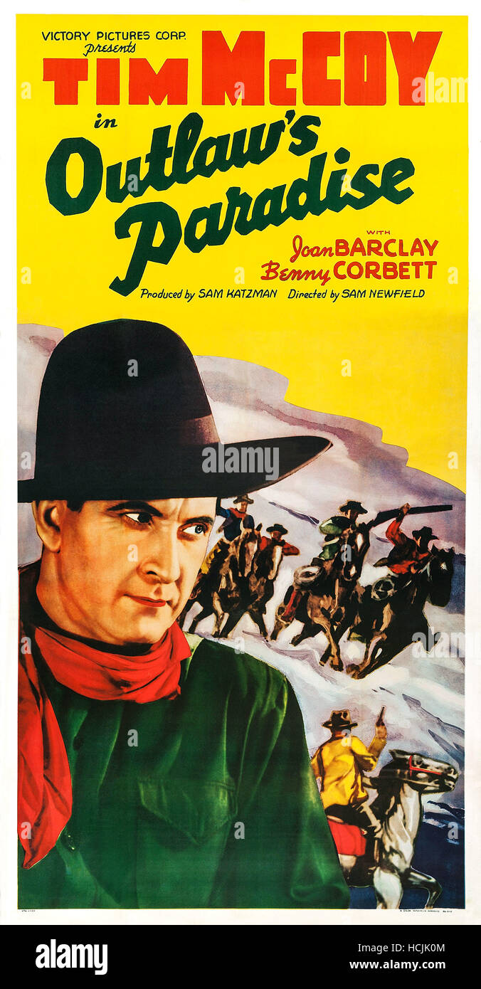 OUTLAW'S PARADISE, poster art, Tim McCoy, 1939 Stock Photo - Alamy