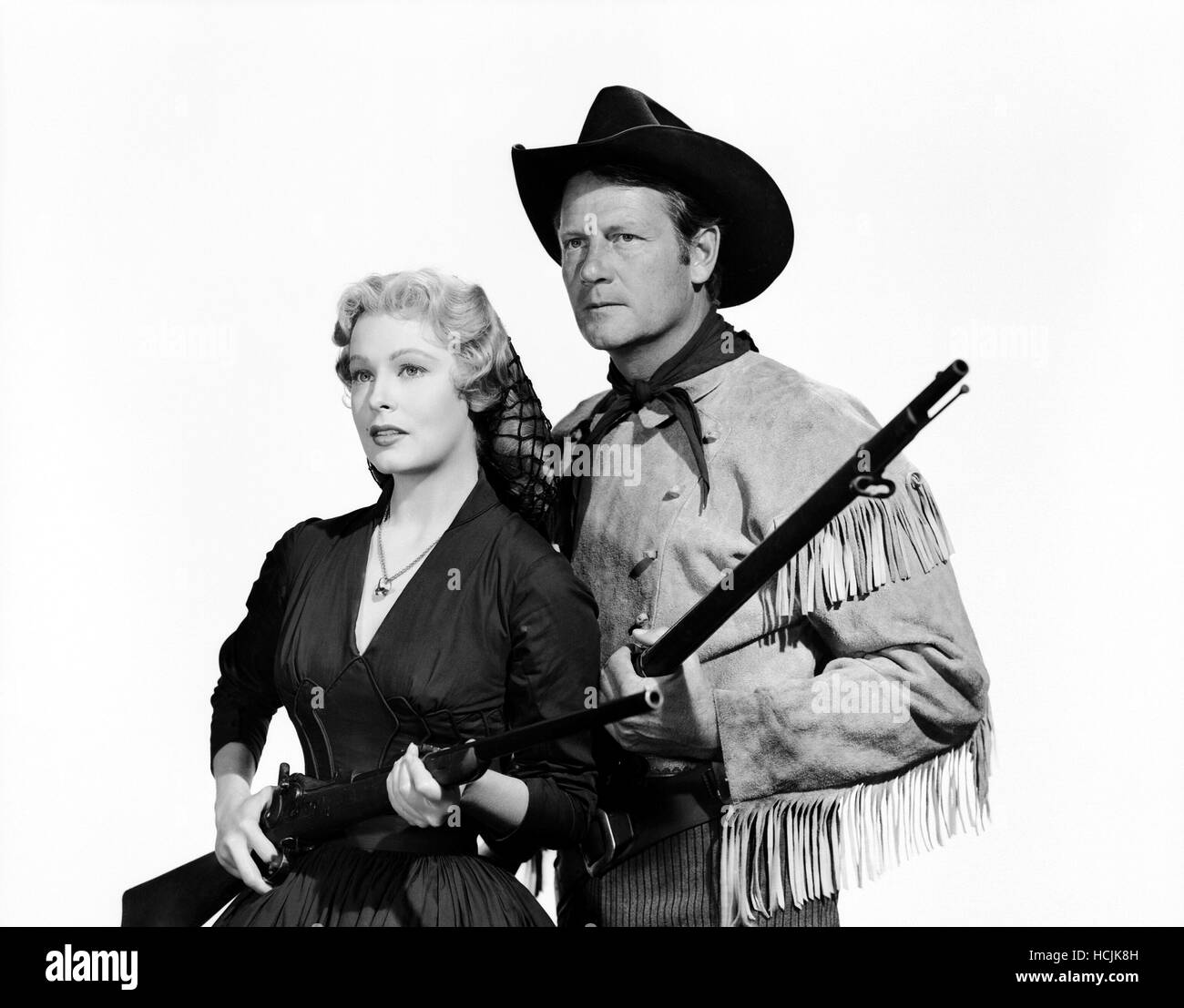 THE OUTRIDERS, from left: Arlene Dahl, Joel McCrea, 1950 Stock Photo ...