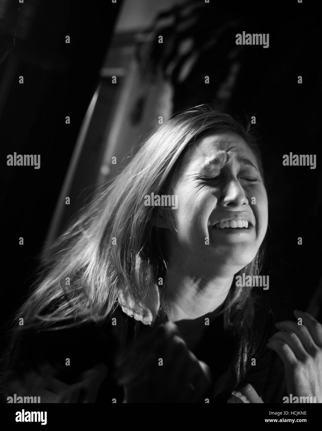 Crying woman black and white hi-res stock photography and images - Alamy