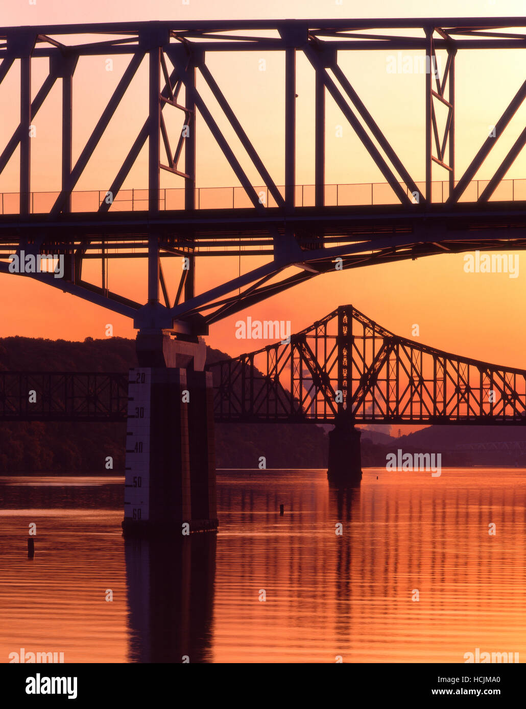 Bridges cross over the Ohio River in Western Pennsylvania Stock Photo ...