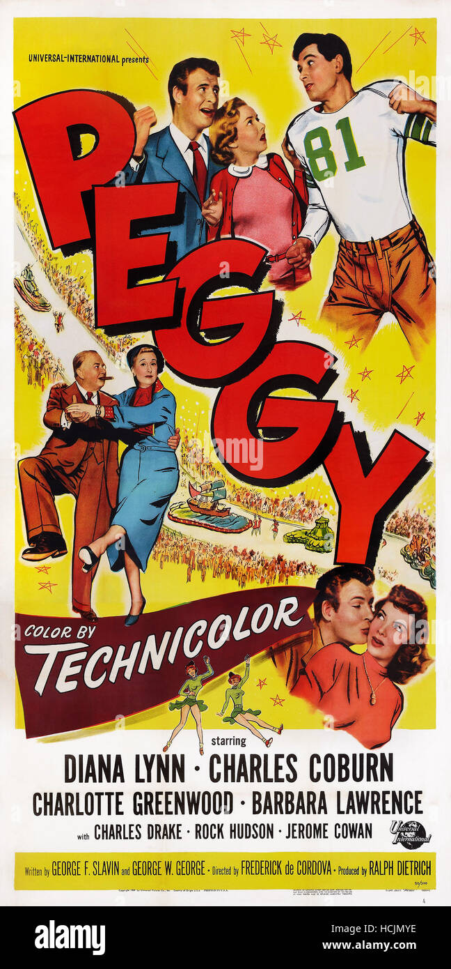 PEGGY, US poster art, top from left: Charles Drake, Diana Lynn, Rock ...