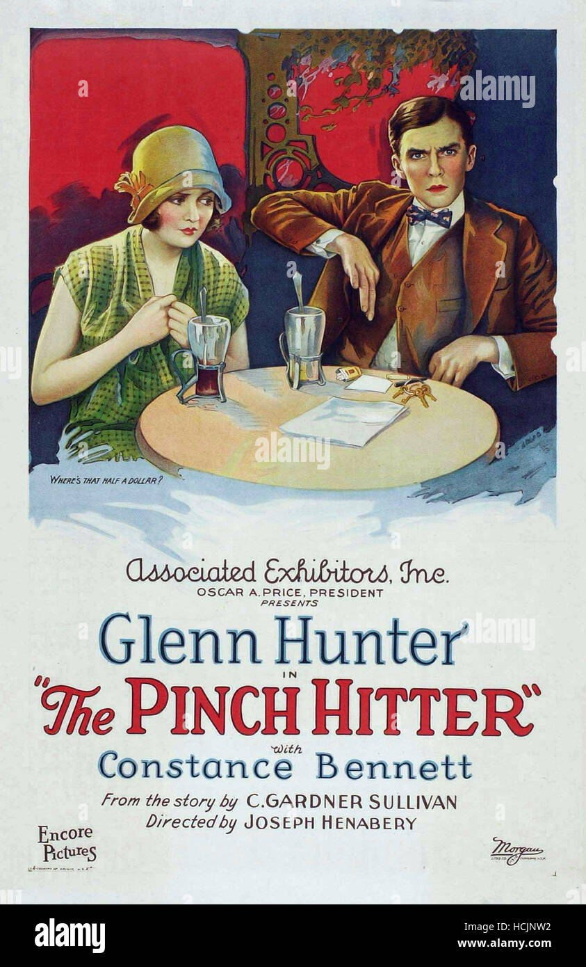 THE PINCH HITTER, l-r: Constance Bennett, Glenn Hunter on poster art ...