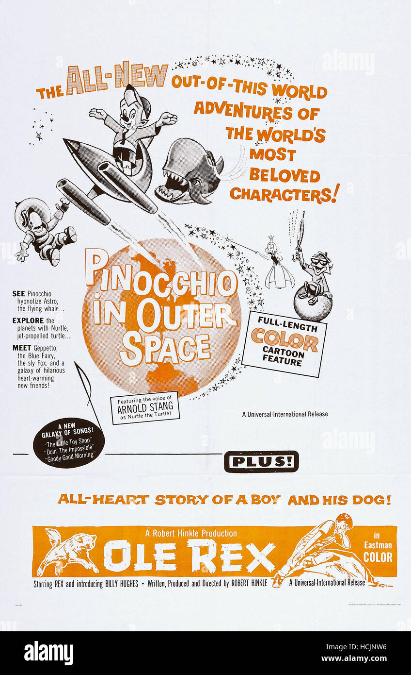 PINOCCHIO IN OUTER SPACE, US poster, 1965, with OLE REX, 1961 Stock ...