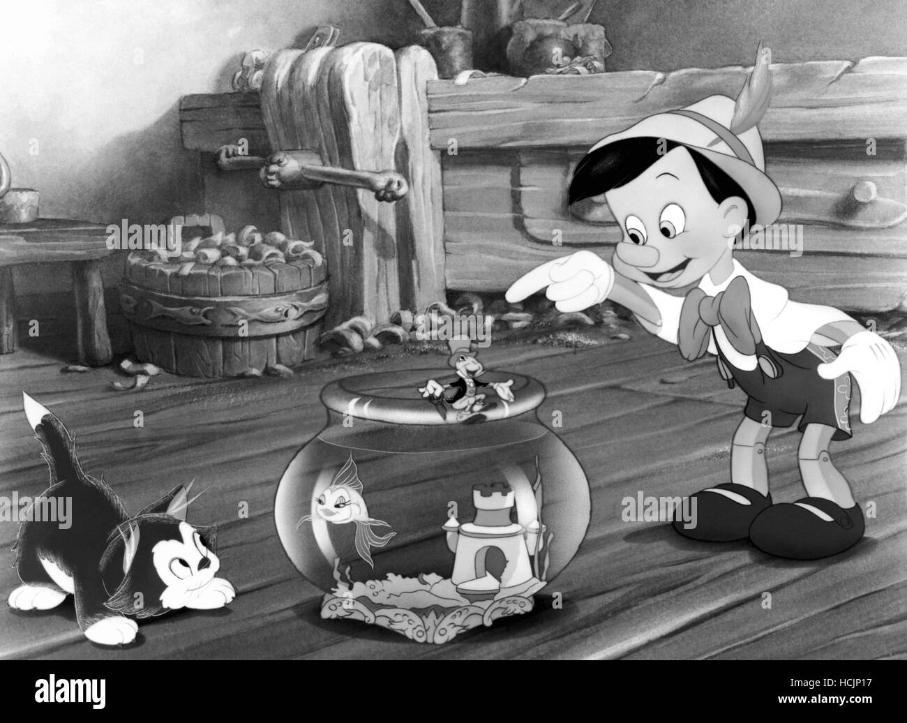 PINOCCHIO, Figaro, Cleo the Fish, Jiminy Cricket, Pinocchio, 1940 Stock ...