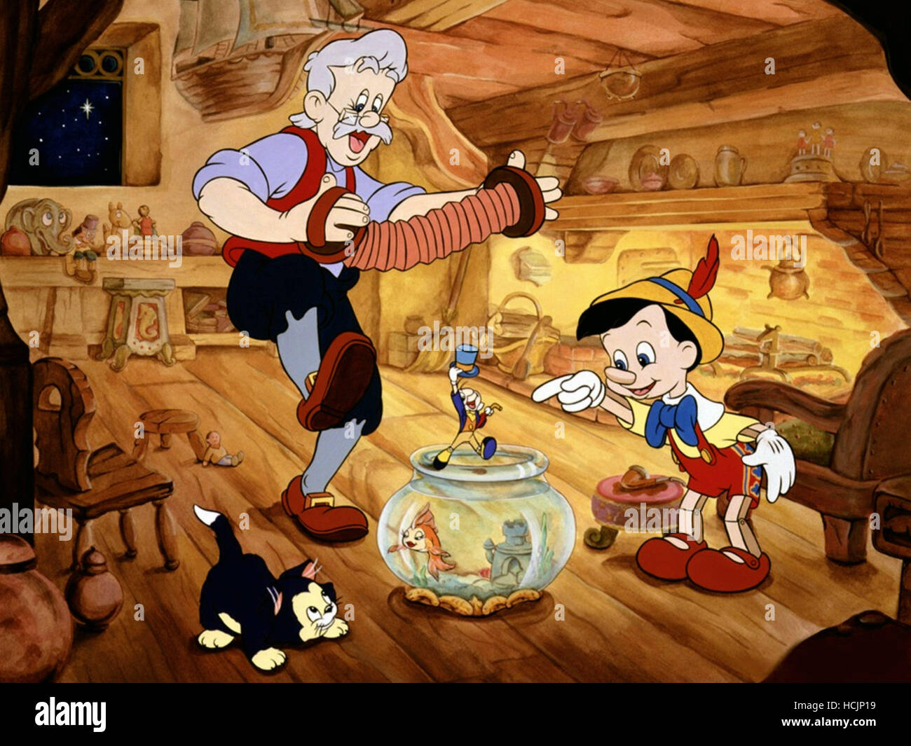 PINOCCHIO, Figaro, Gepetto, Jiminy Cricket, Cleo the Fish, Pinocchio, 1940 Stock Photo - Alamy