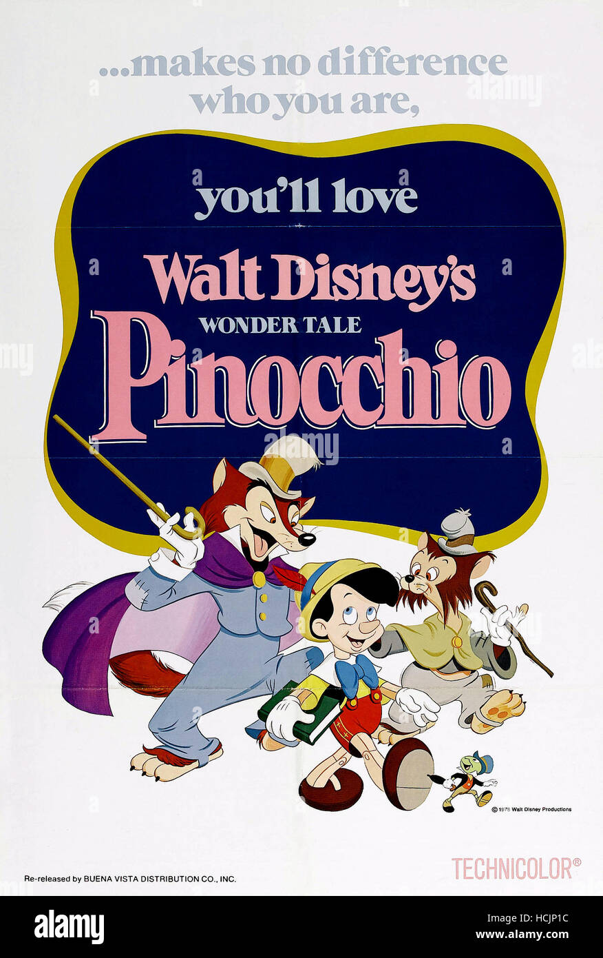 PINOCCHIO, from left on 1978 rerelease poster art: Honest John (aka J ...