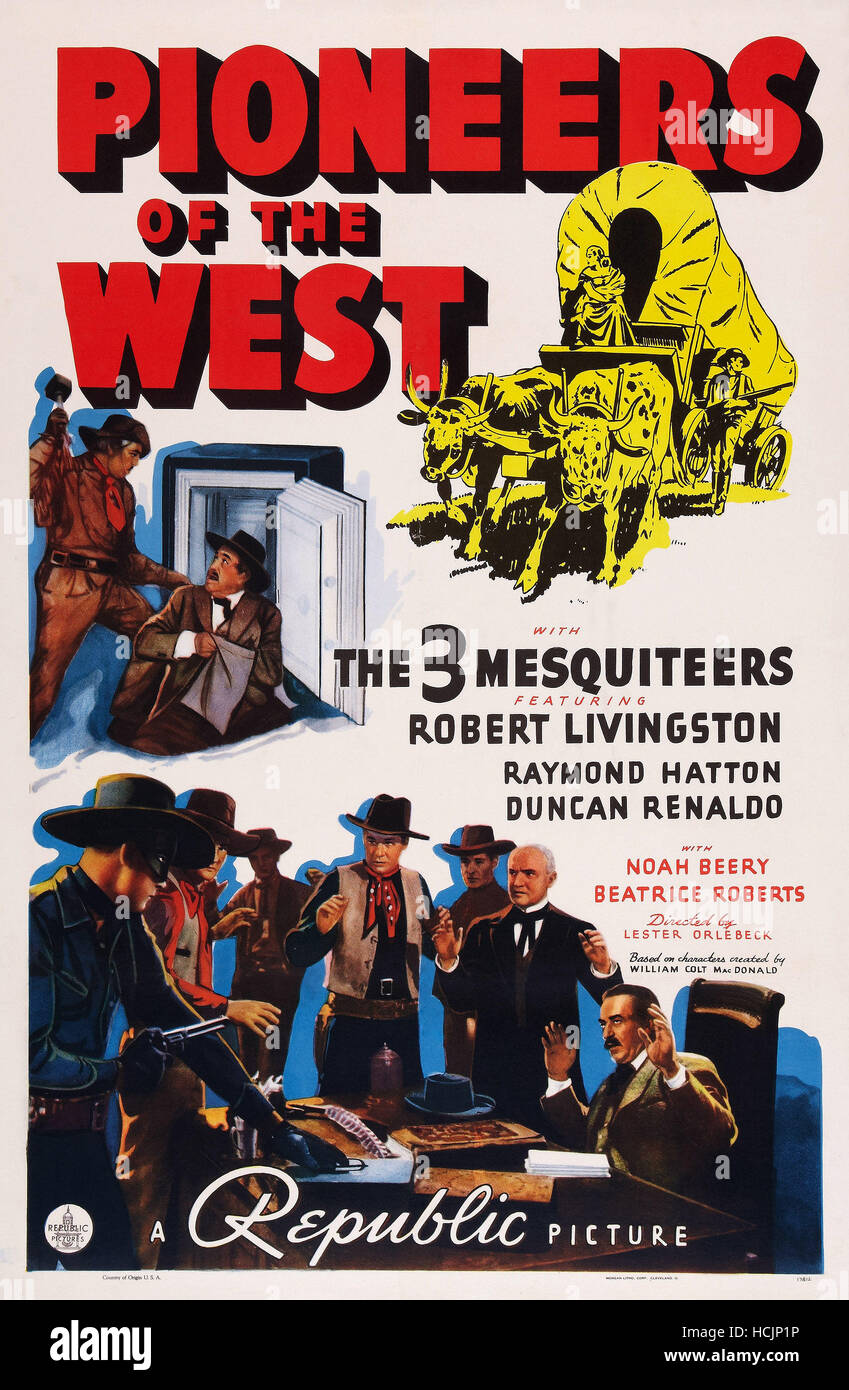 PIONEERS OF THE WEST, US poster art, 1940 Stock Photo - Alamy