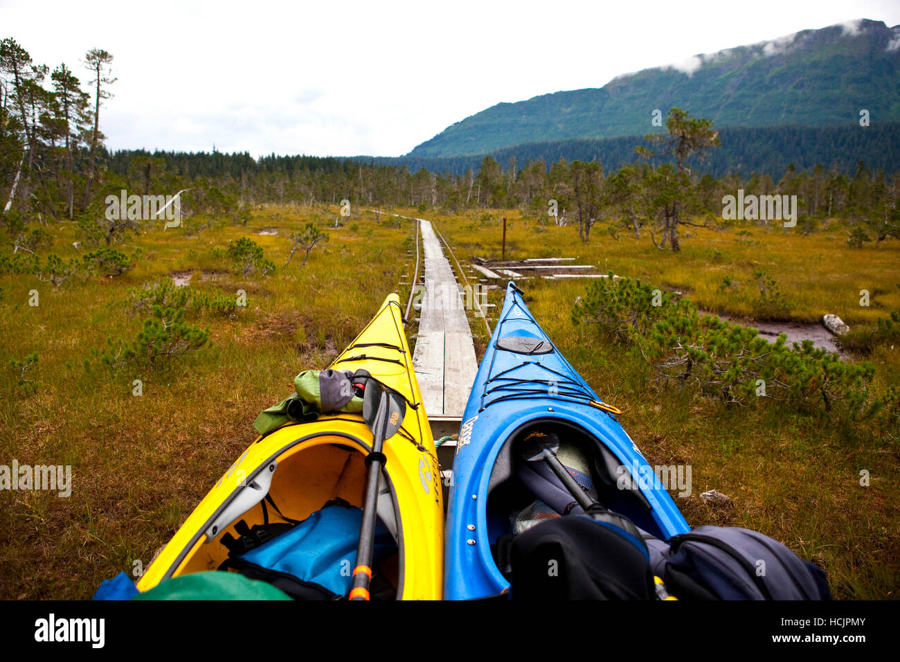 Preparing to kayak Oliver Inlet Portage Admiralty Island, Alaska Stock ...