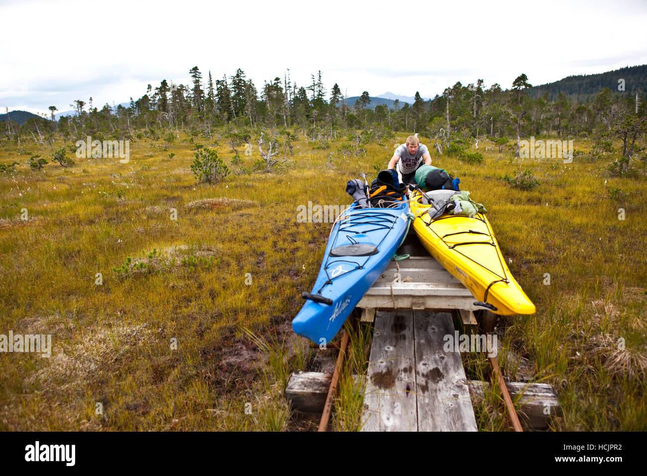Preparing to kayak Oliver Inlet Portage Admiralty Island, Alaska Stock ...