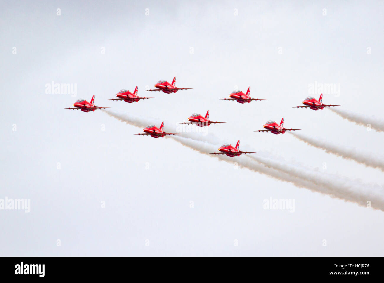 Red Arrows aviation display at Dunsfold Air Show in Surrey England in ...