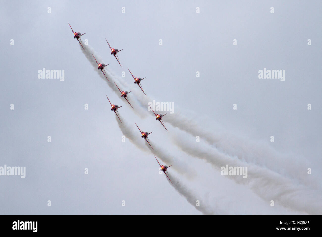 Red Arrows aviation display at Dunsfold Air Show in Surrey England in ...