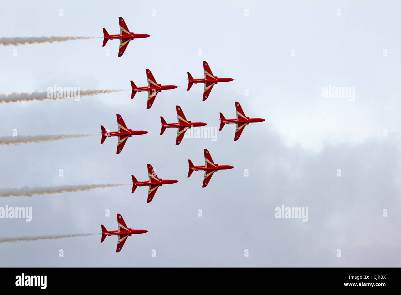 Red Arrows aviation display at Dunsfold Air Show in Surrey England in ...