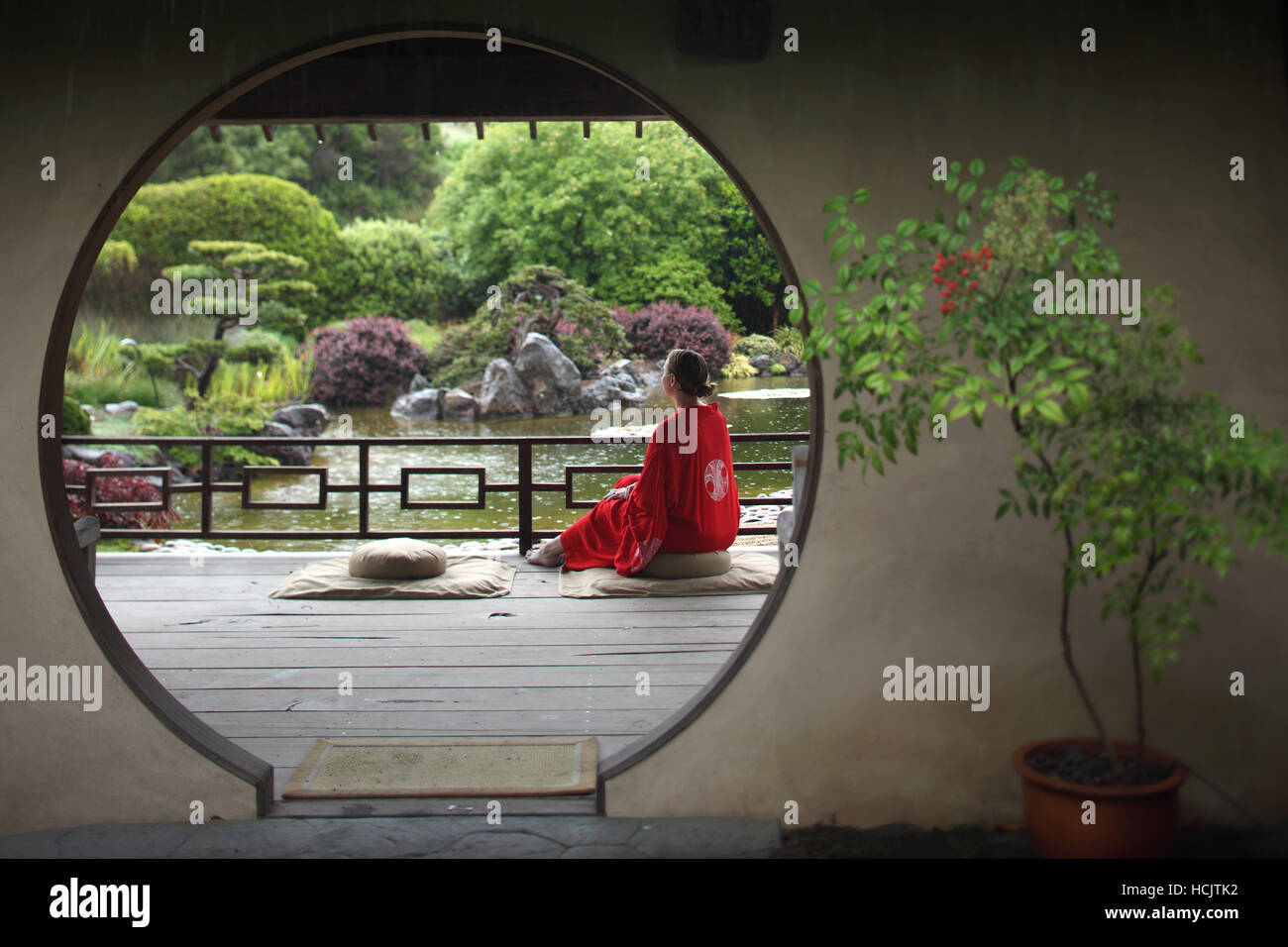 Meditation at Osmosis Day Spa Sanctuary in Freestone, California Stock ...