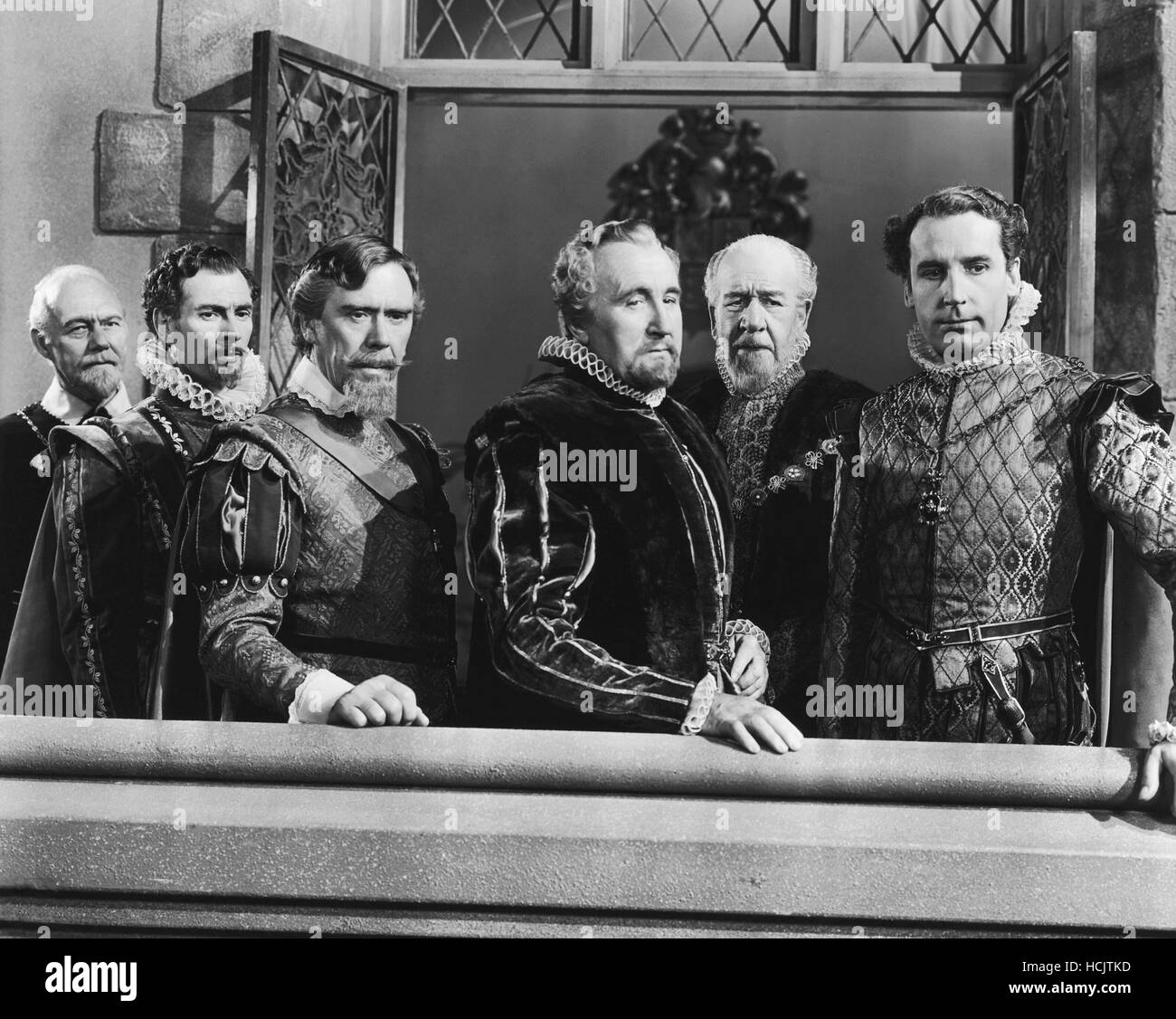 THE PRIVATE LIVES OF ELIZABETH AND ESSEX, left from second left: James ...