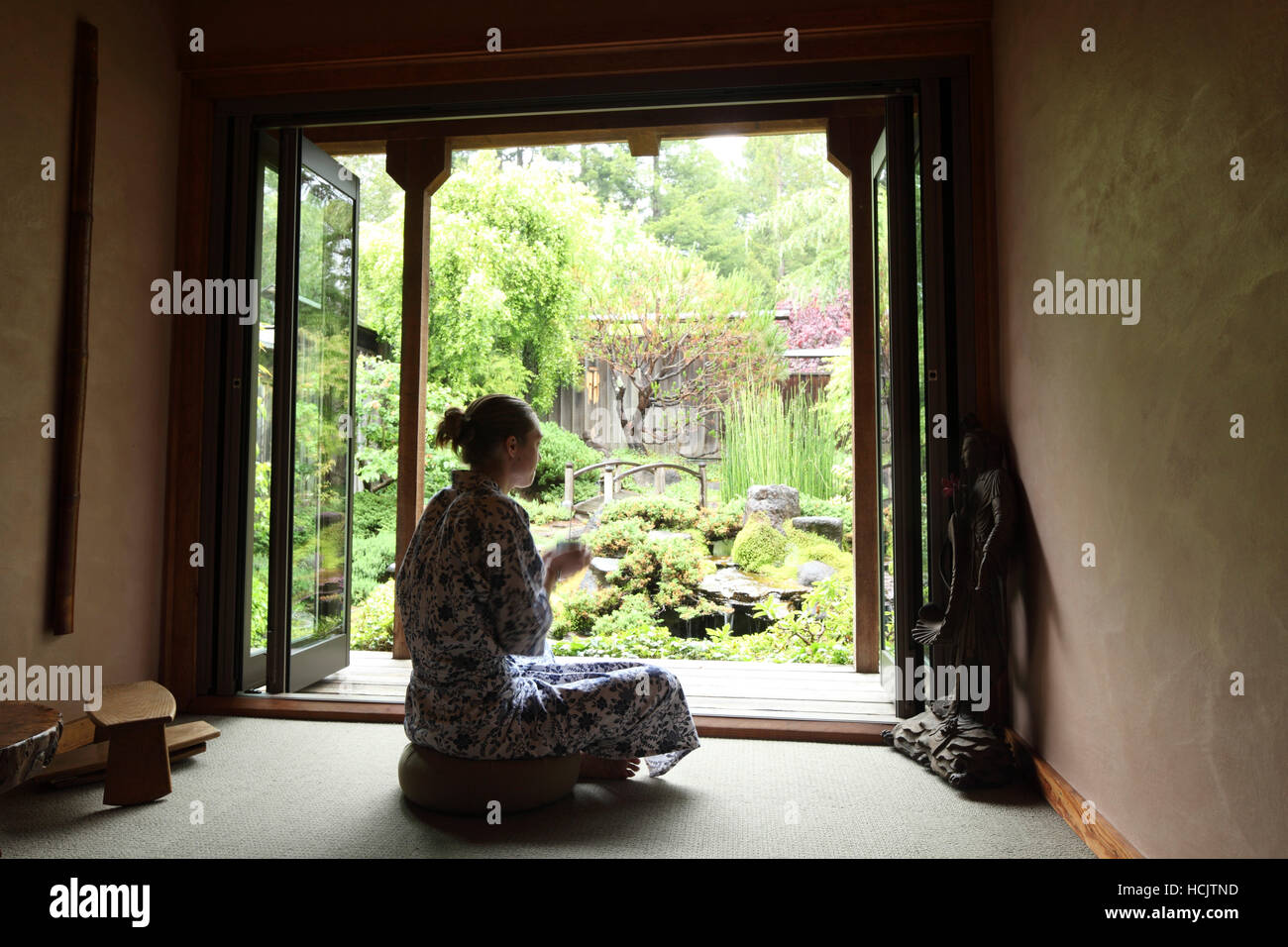 Meditation at Osmosis Day Spa Sanctuary in Freestone, California Stock ...