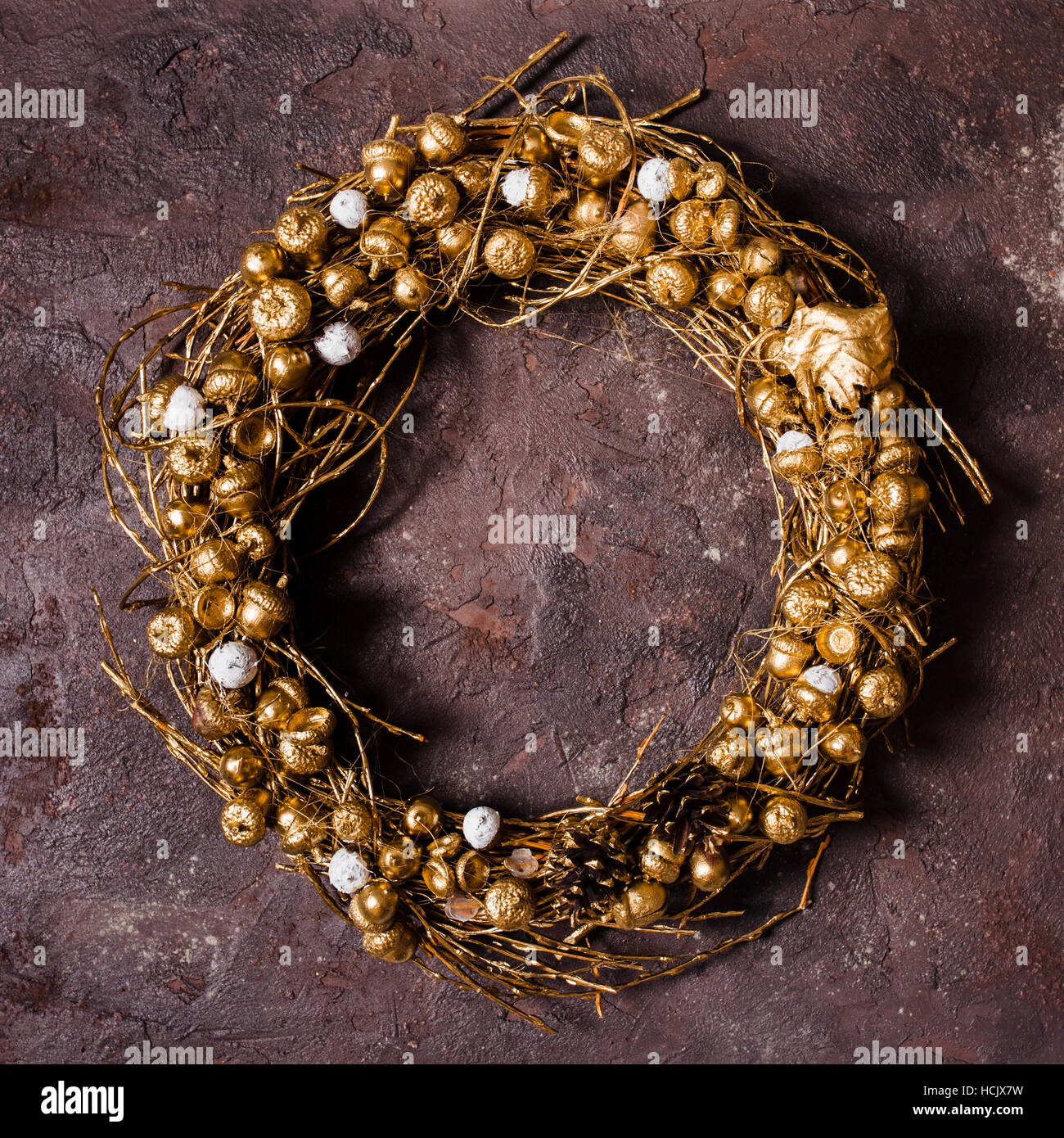 Golden woven wreath Stock Photo - Alamy