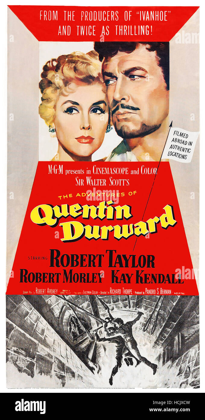 QUENTIN DURWARD, US poster art, from left: Kay Kendall, Robert Taylor ...