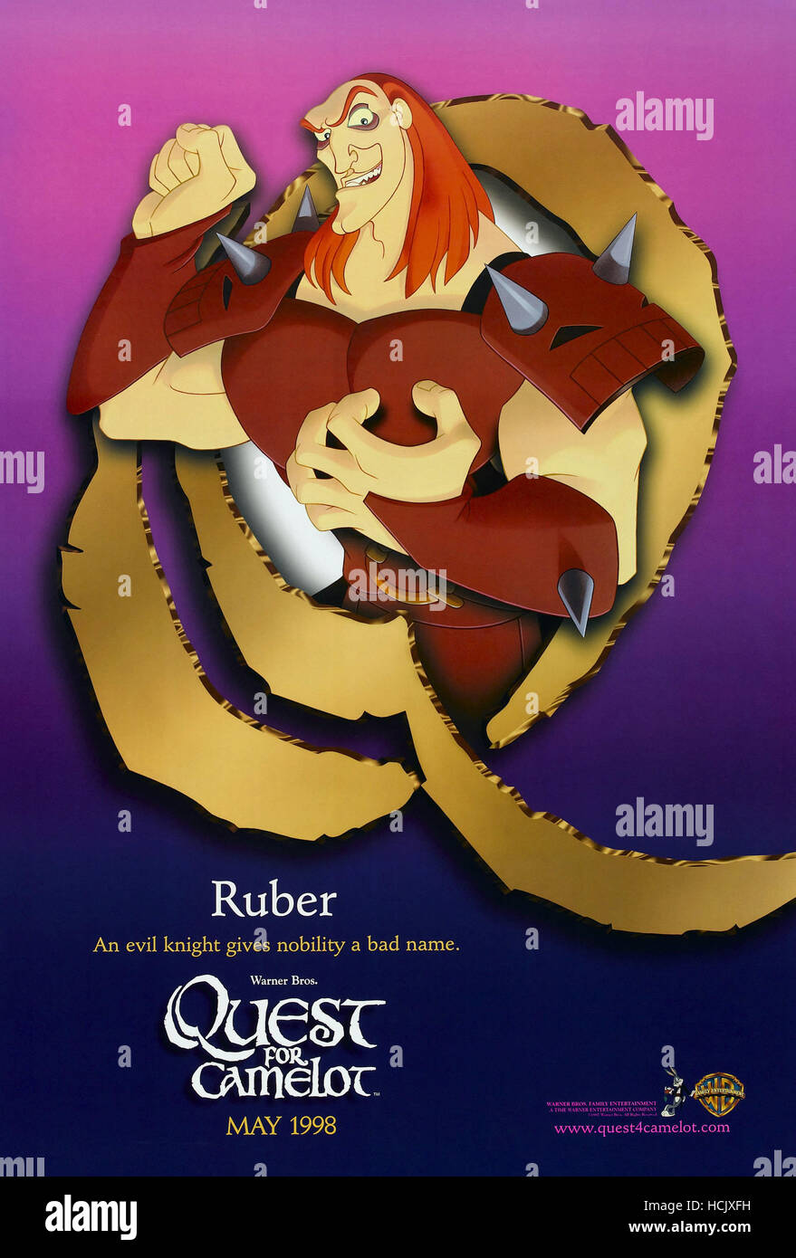 QUEST FOR CAMELOT, US advance poster art, Ruber, an evil knight, 1998 ...