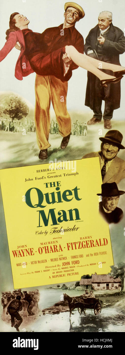THE QUIET MAN, top l-r: Maureen O'Hara, John Wayne, Barry Fitzgerald ...