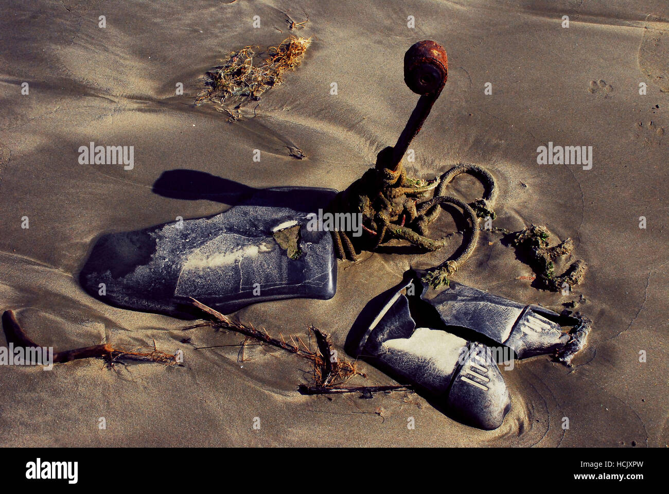 Marine garbage on the beach Stock Photo - Alamy
