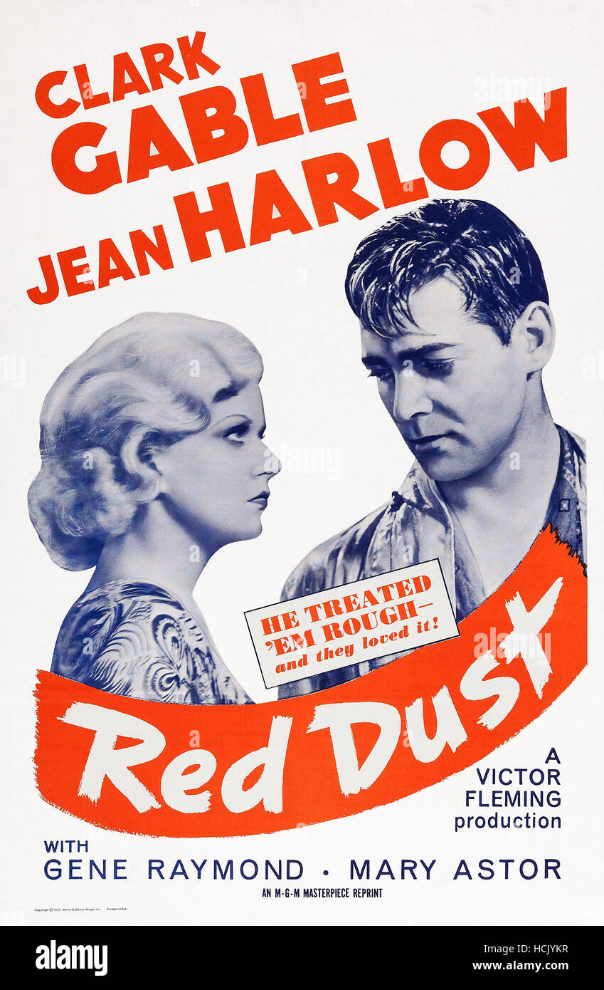 RED DUST, US 1963 reissue poster art, from left: Jean Harlow, Clark ...