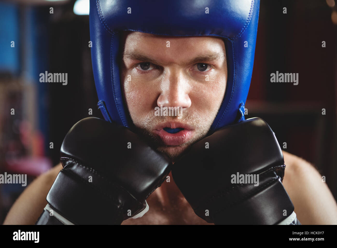 Boxer performing a boxing stance Stock Photo - Alamy