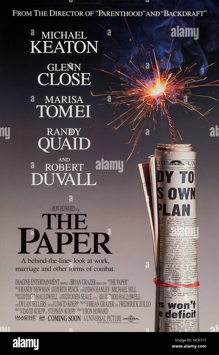 THE PAPER, US advance poster art, 1994. ©Universal/courtesy Everett ...