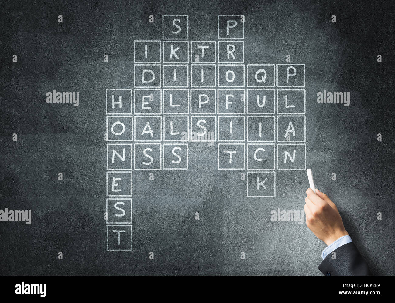 Seminar trainer draw on chalkboard Stock Photo - Alamy