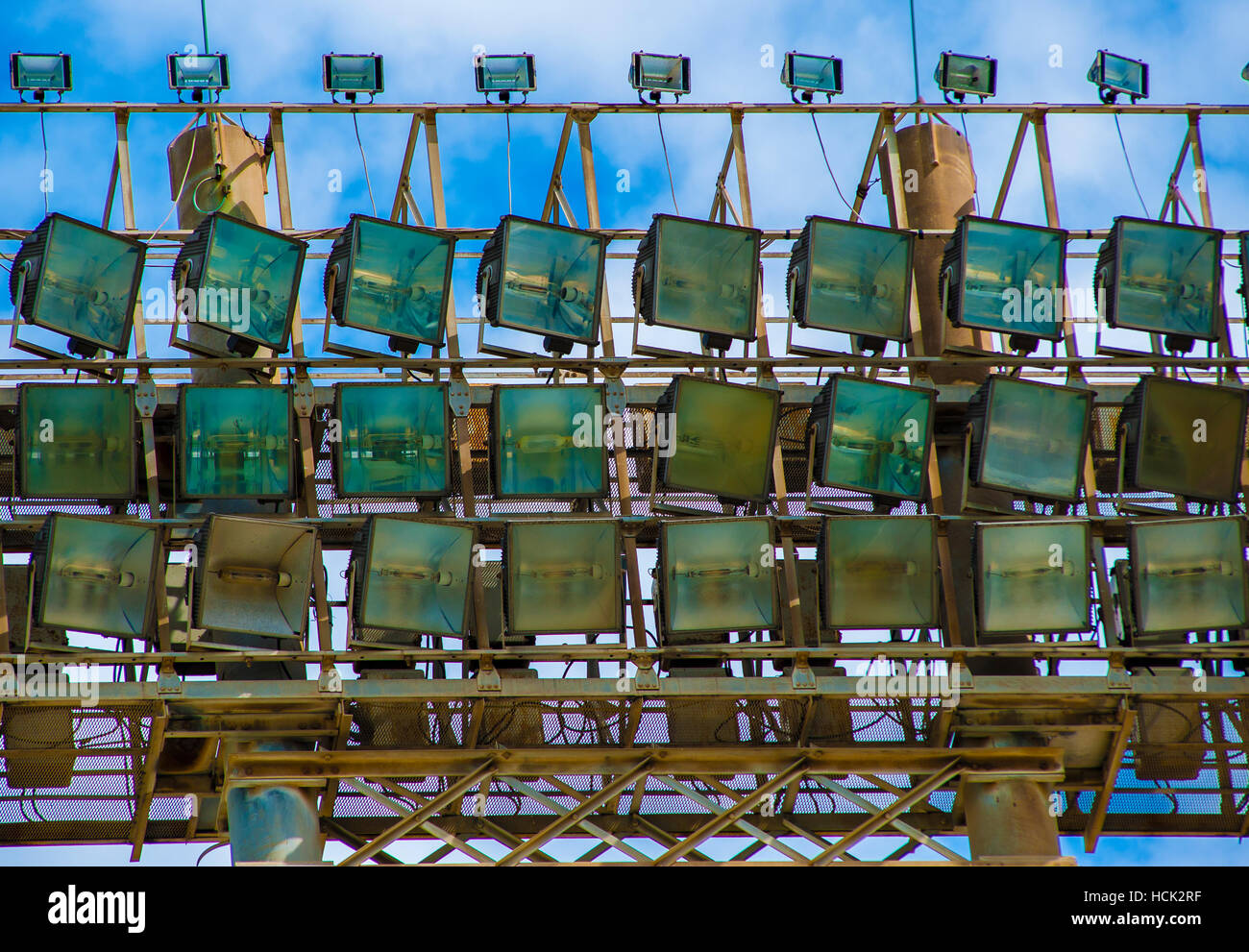 Detail tower lighthouse with powerful light projectors Stock Photo - Alamy