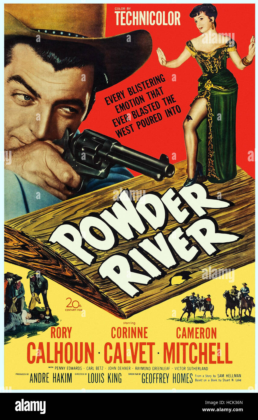POWDER RIVER, US poster art, from left: Rory Calhoun, Corinne Calvet ...