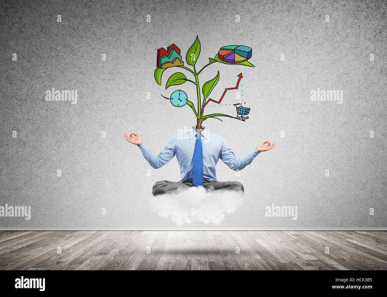 Headless businessman meditating Stock Photo - Alamy