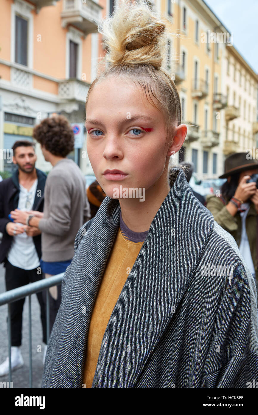Fashion model make up after Wunderkind fashion show, Milan Fashion Week ...