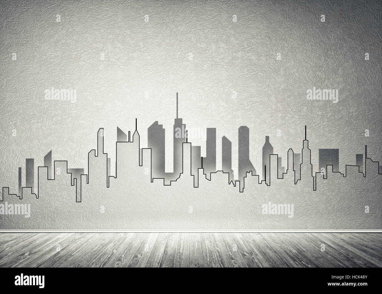 City design on wall Stock Photo - Alamy