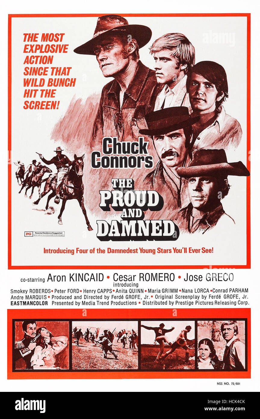 THE PROUD AND DAMNED, US poster art, top from left: Chuck Connors ...