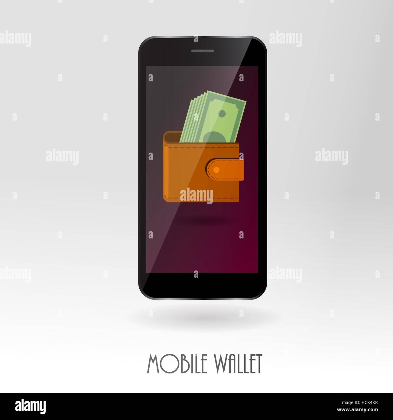 Money wallet with cash symbols on mobile gadget screen as online ...