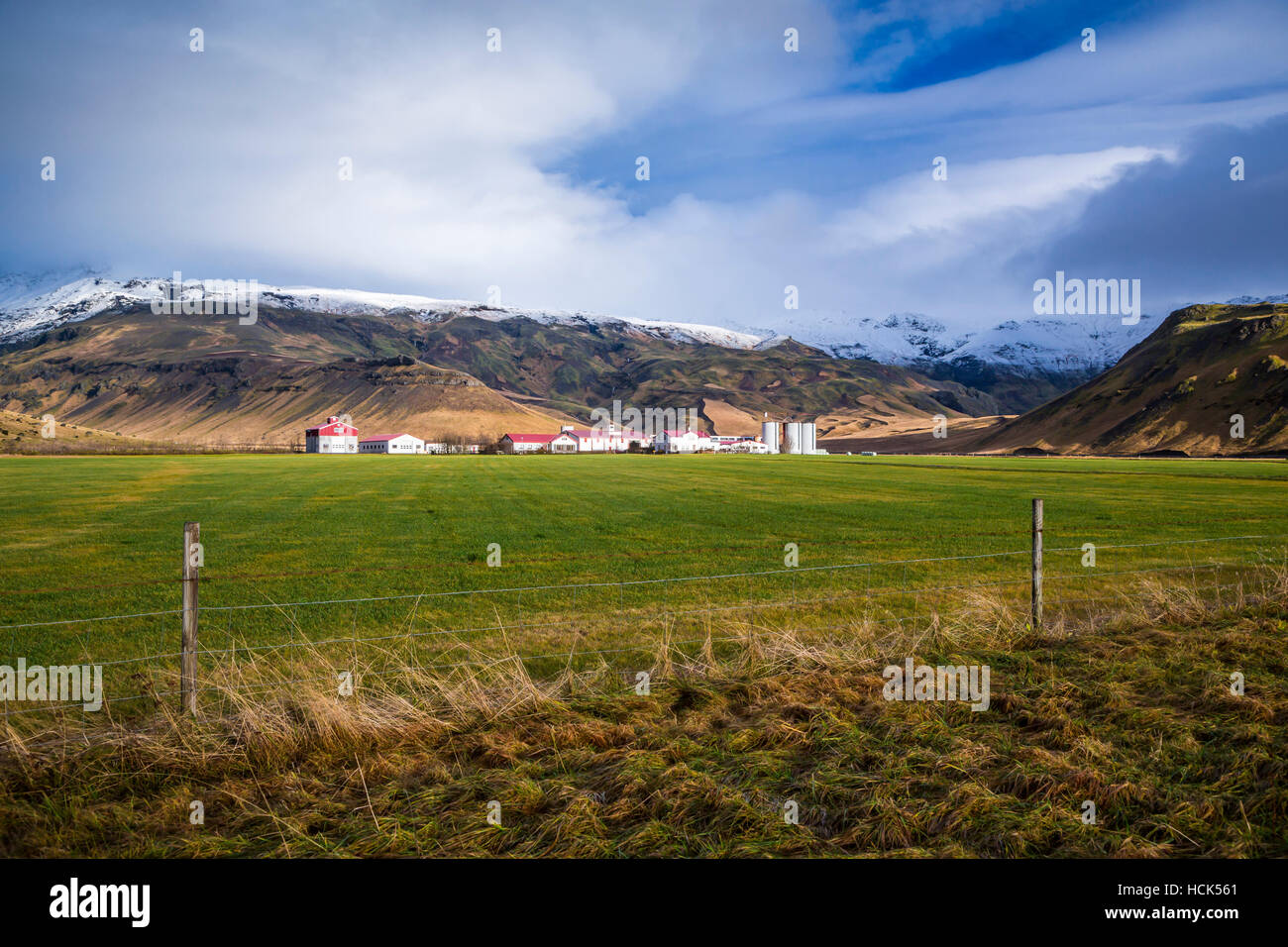 A mountain landscape with rural farm in southern Iceland, Europe Stock ...