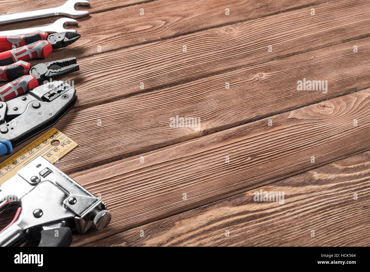 Instruments on wooden table Stock Photo - Alamy